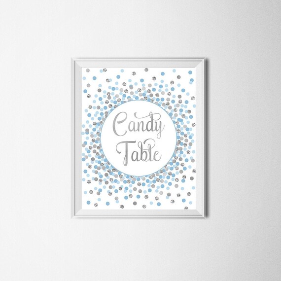 Candy Table Sign Printable Blue and Silver Decorations | Etsy
