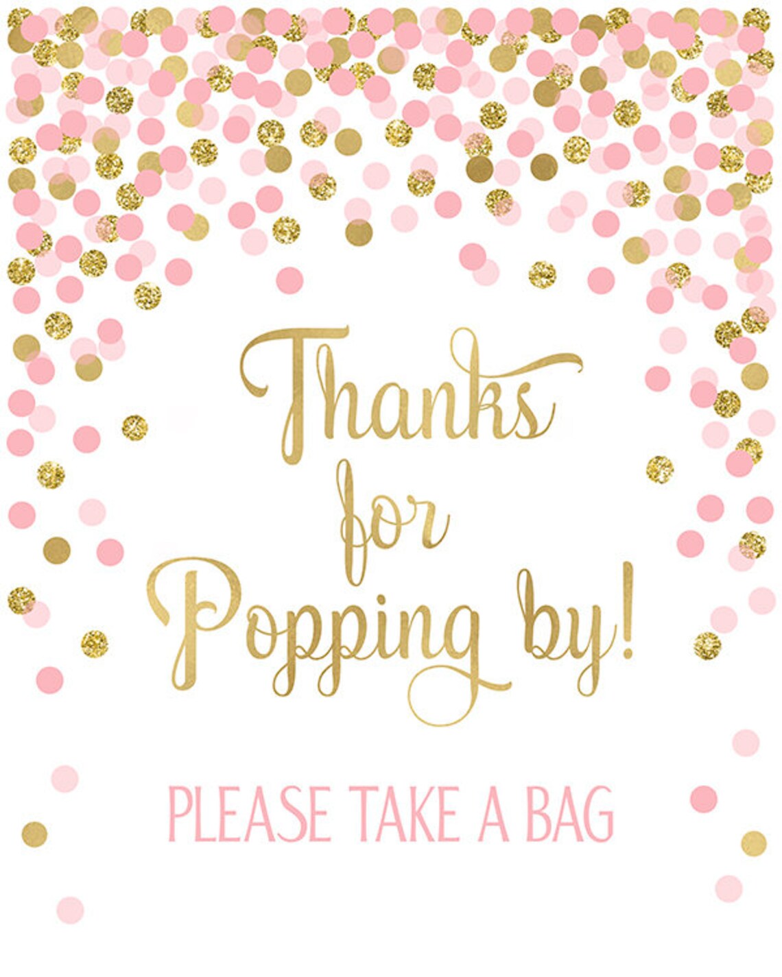 Thanks for Popping By! Popcorn Bar Sign Printable Girl Baby Shower ...