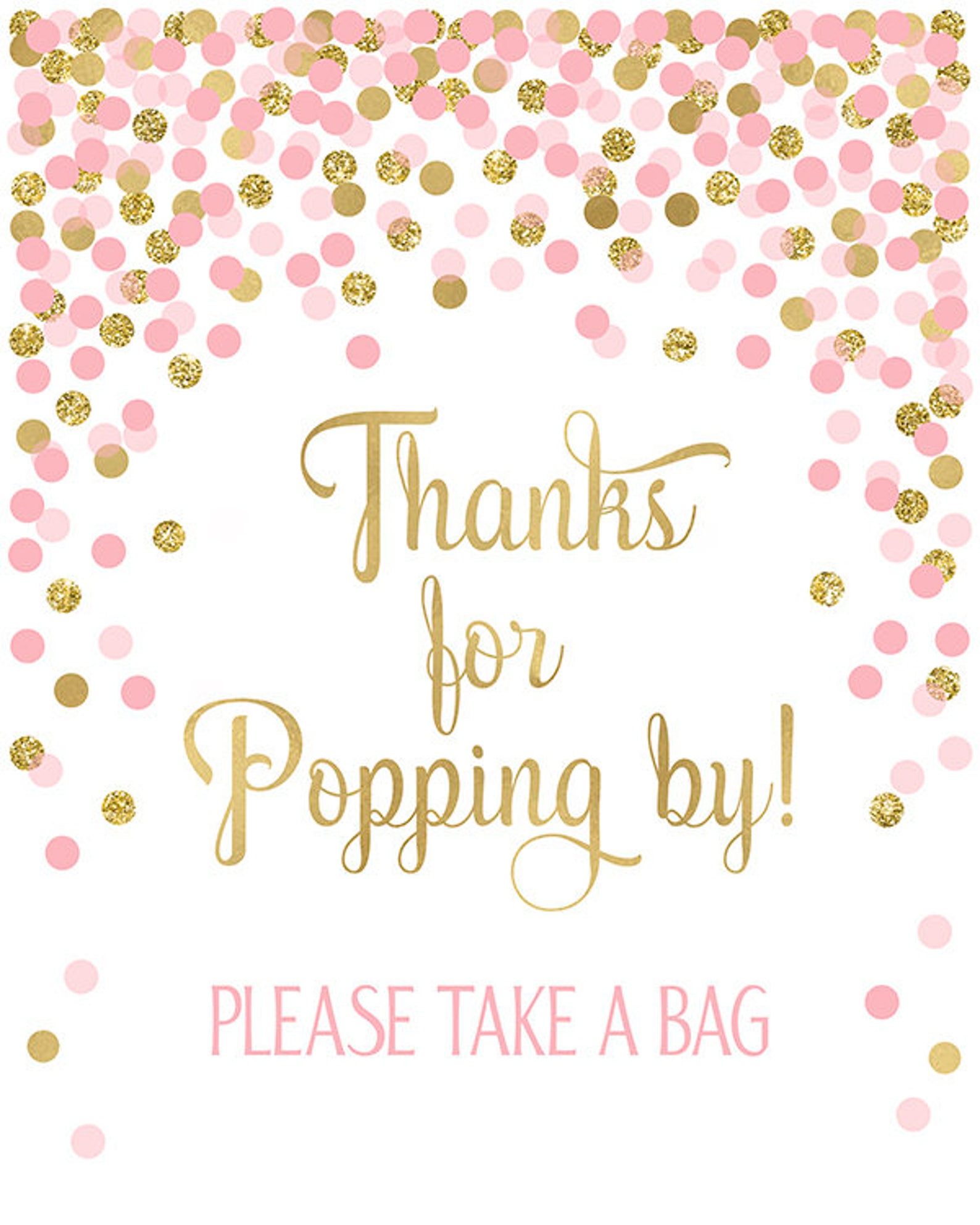Thanks for Popping By! Popcorn Bar Sign Printable Girl Baby Shower ...