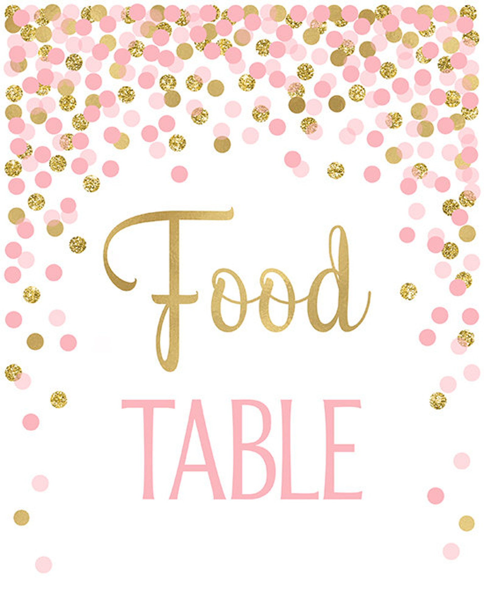Food Table Sign Printable Girl Birthday Party or Baby Shower Decor Bar ...