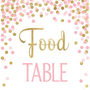 Food Table Sign Printable Girl Birthday Party or Baby Shower Decor Bar ...