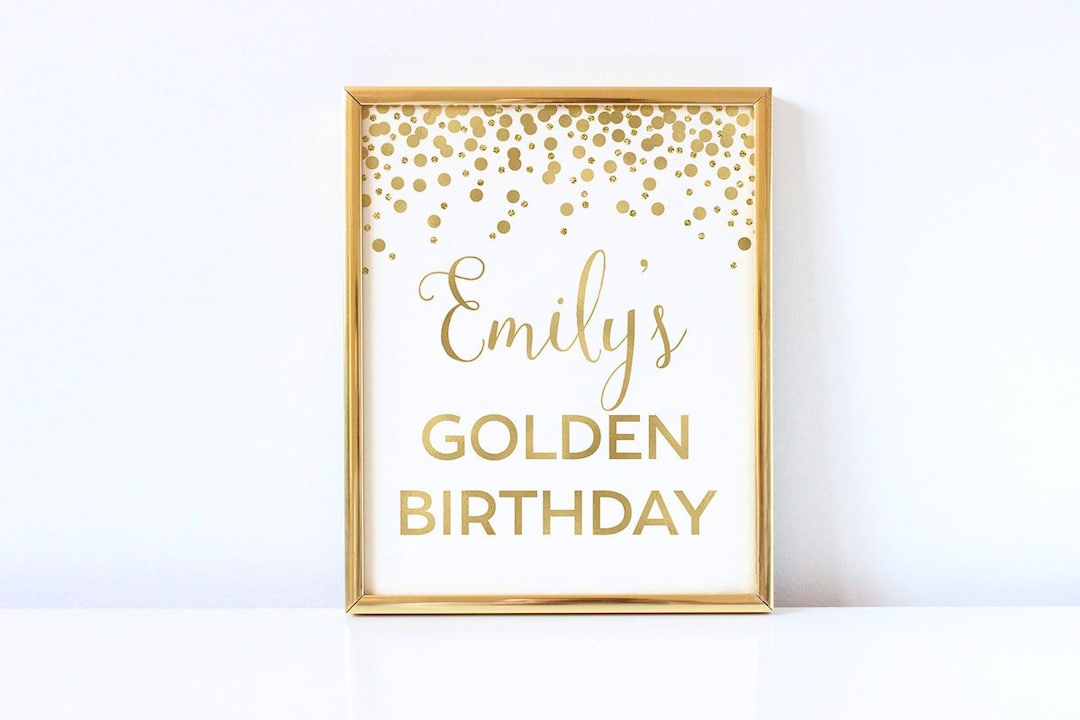 Golden Birthday Sign Gold Glitter Confetti Golden Birthday Decorations ...