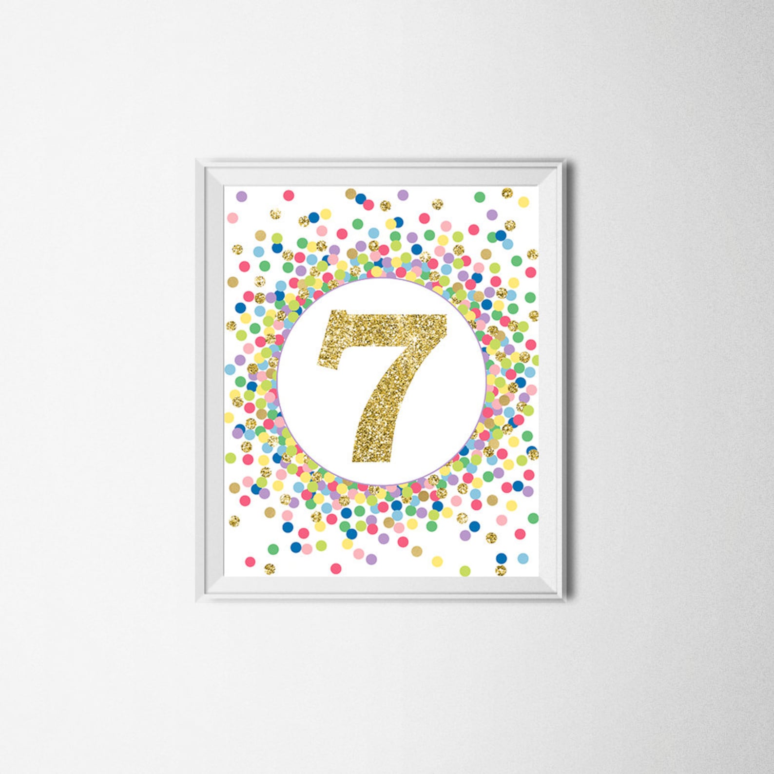 Number 7 Sign Seven Print 7th Birthday Party Decor Rainbow and | Etsy