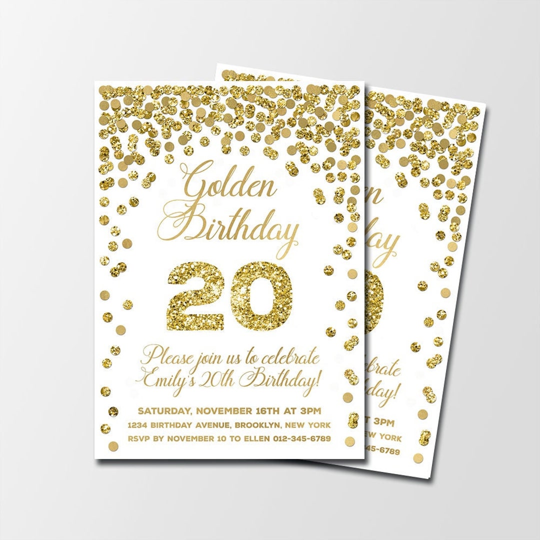 Golden Birthday Invitation for Her Gold Glitter Birthday Invitation ...