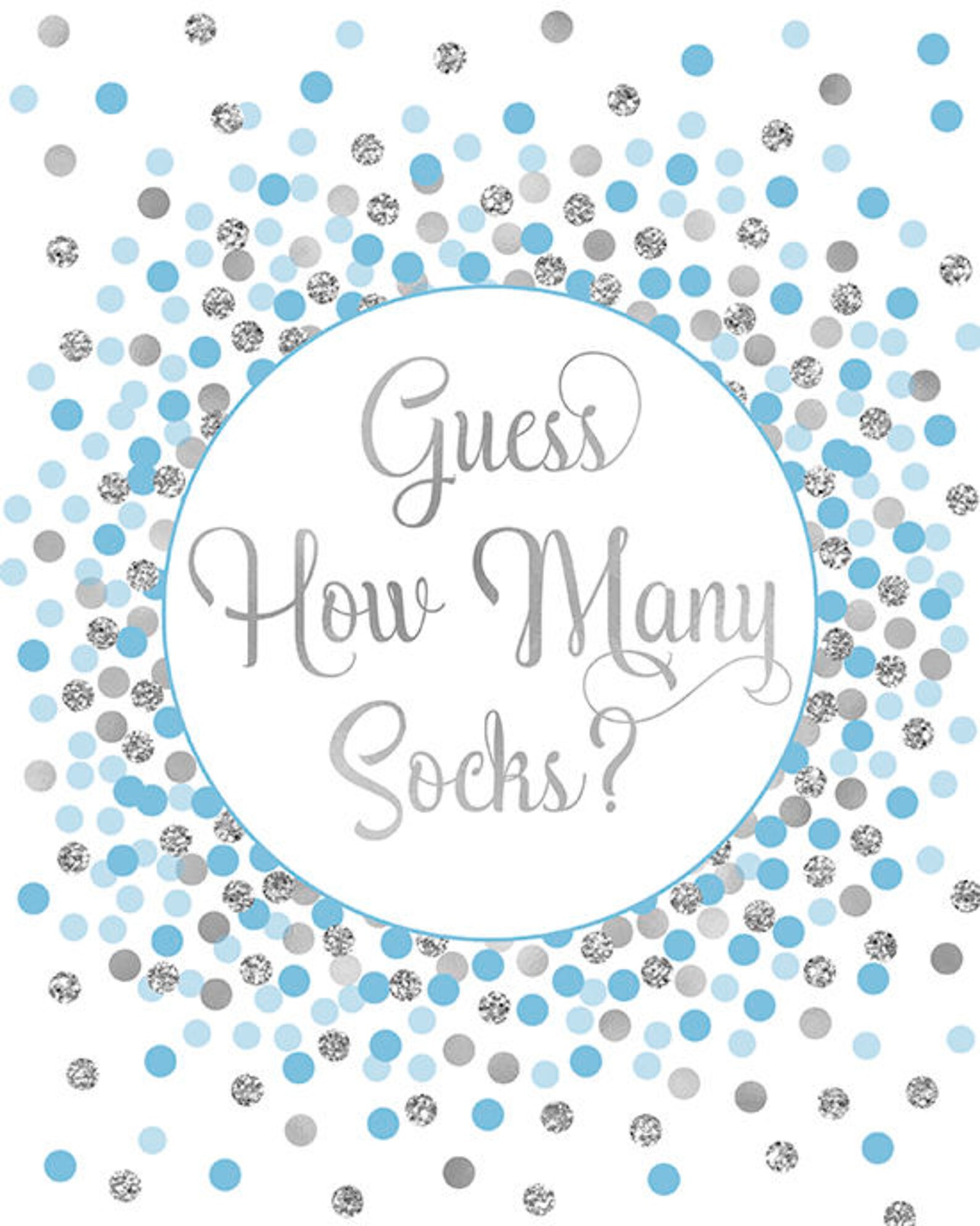 Guess How Many Socks Are in the Bottle Game Printable Baby Shower Blue ...