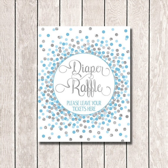 Blue and Silver Diaper Raffle Sign Printable Baby Shower Game - Etsy