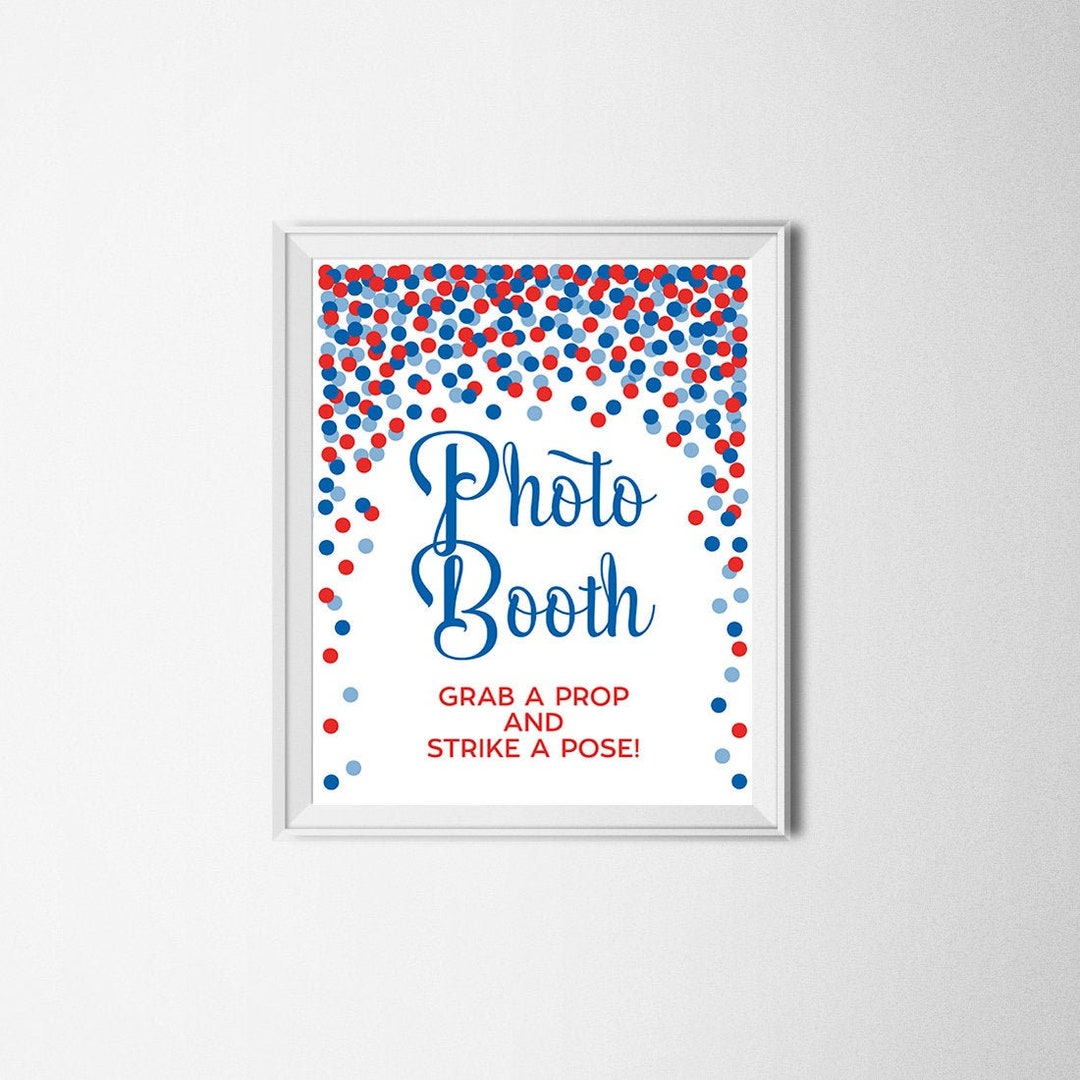 Photo Booth Sign Printable Grab a Prop and Strike a Pose Sign Blue and ...