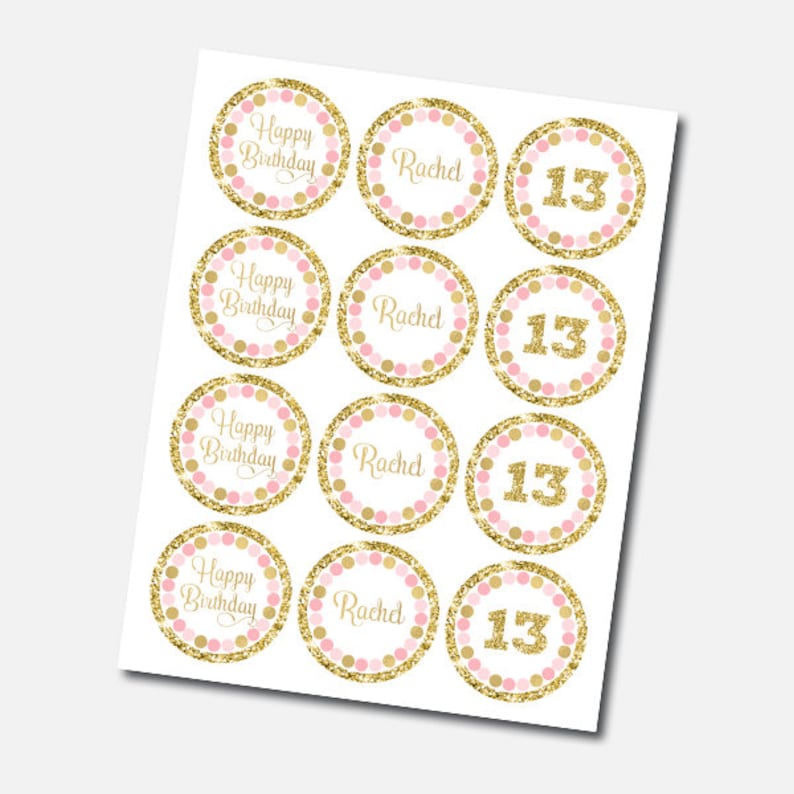 Girl 13th Birthday Cupcake Toppers Personalized 13th Birthday Cupcake ...