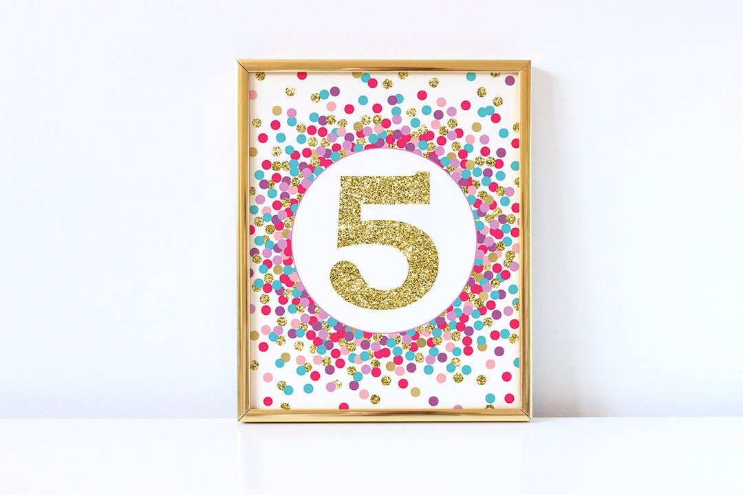 Number 5 Sign Printable 5th Birthday Party Sign 5th Birthday Party ...