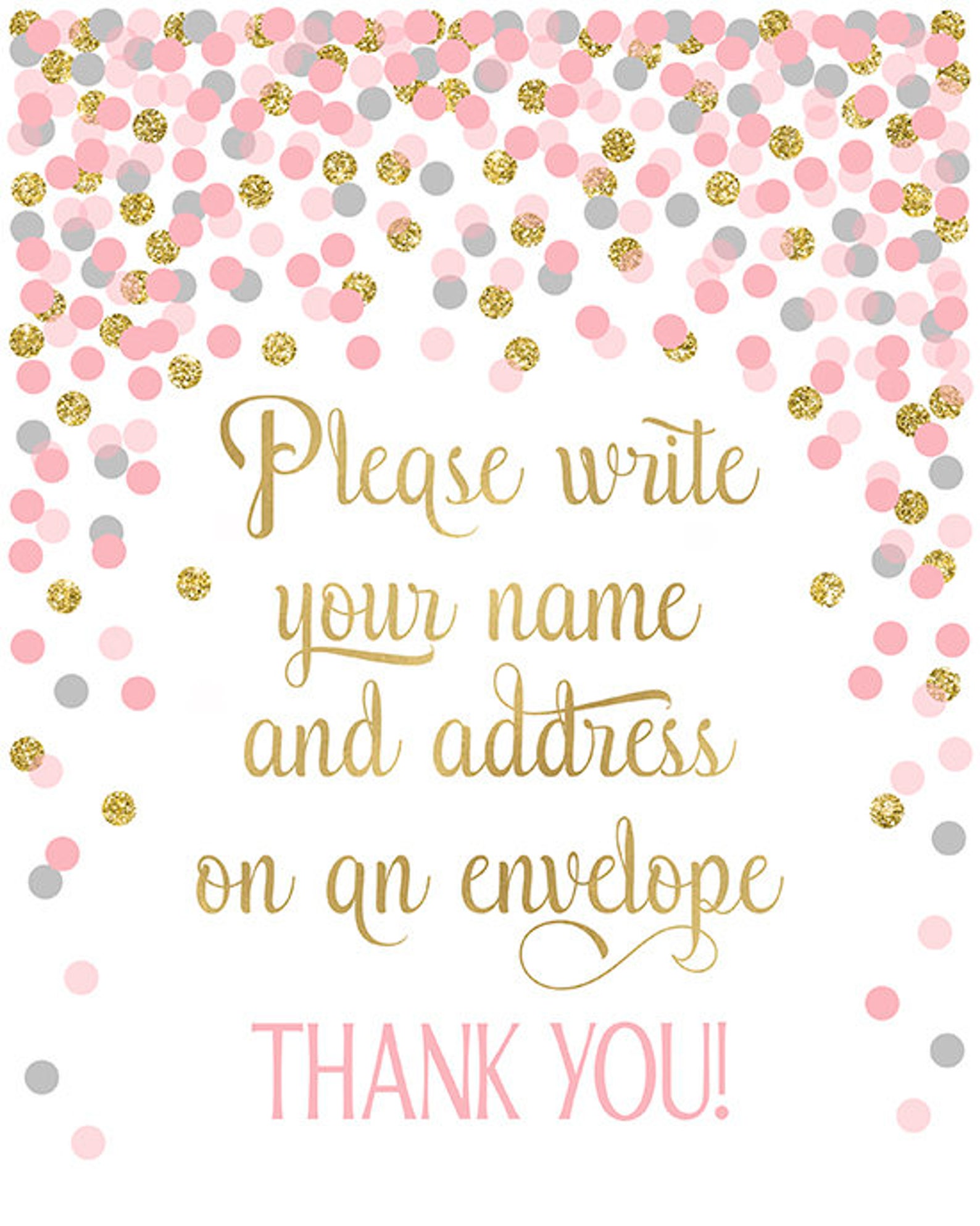 Please Write Your Name And Address On An Envelope Sign Pink | Etsy