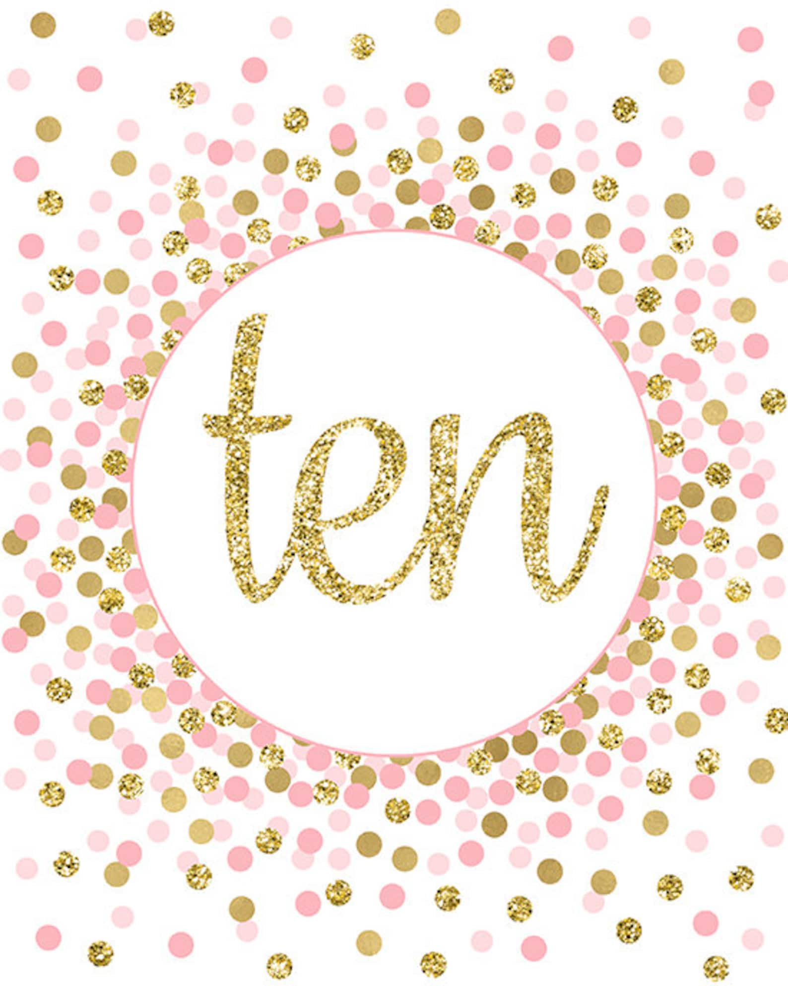10th Birthday Sign Printable Pink and Gold Ten Print 10th | Etsy