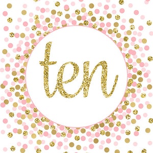 10th Birthday Sign Printable Pink and Gold Ten Print 10th Birthday ...