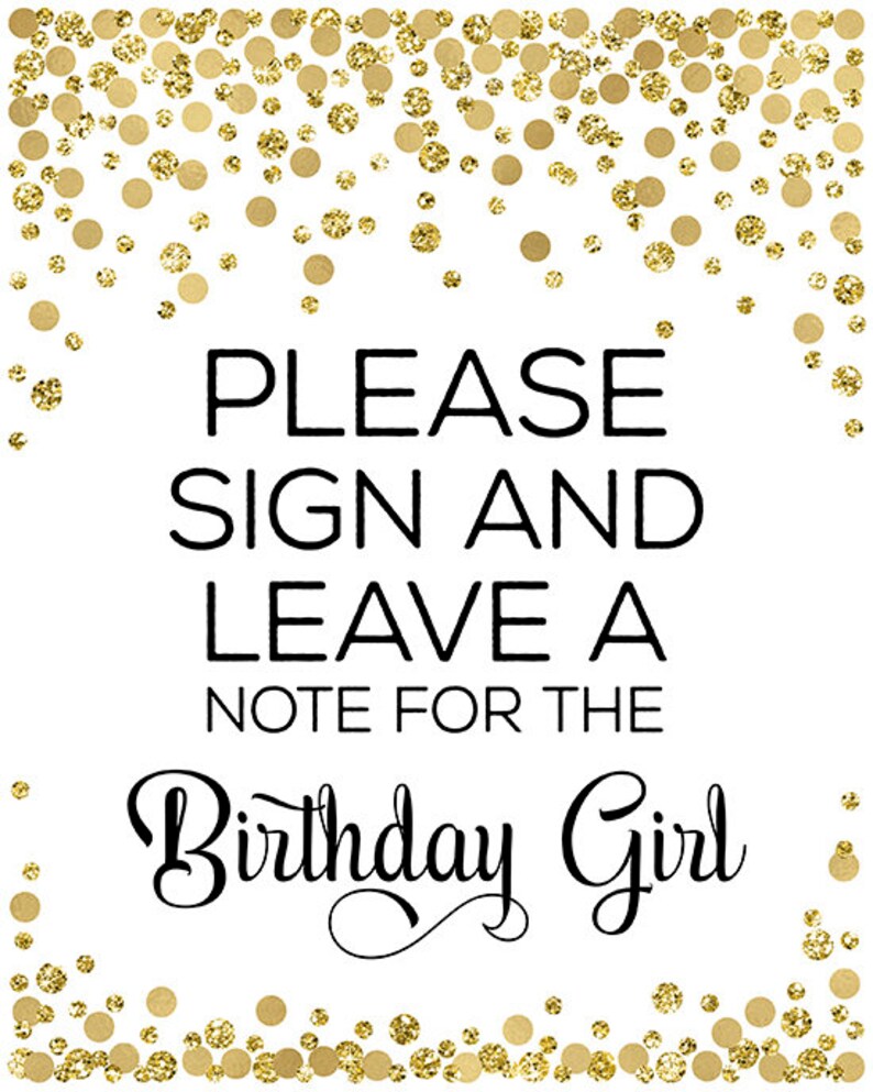 Please Sign and Leave A Note for the Birthday Girl Sign - Etsy