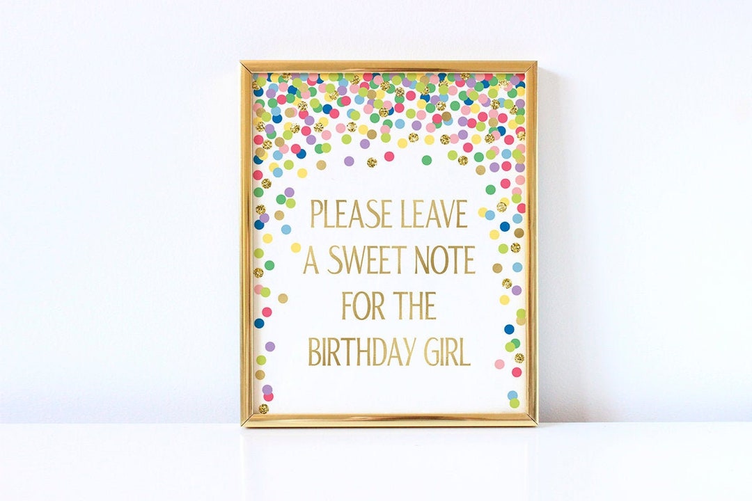 Please Leave a Sweet Note for the Birthday Girl Sign Printable Birthday ...