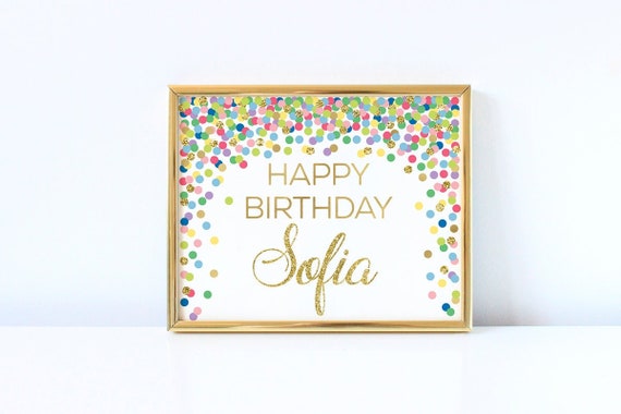 Rainbow Happy Birthday Sign Printable Colorful Birthday - Etsy