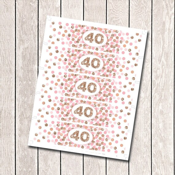 40th Birthday Water Bottle Labels 40th Birthday Decorations | Etsy