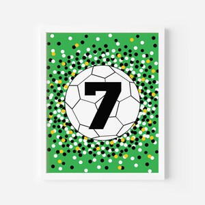 Number 7 Sign Printable Soccer Birthday Decorations Green Black Yellow ...