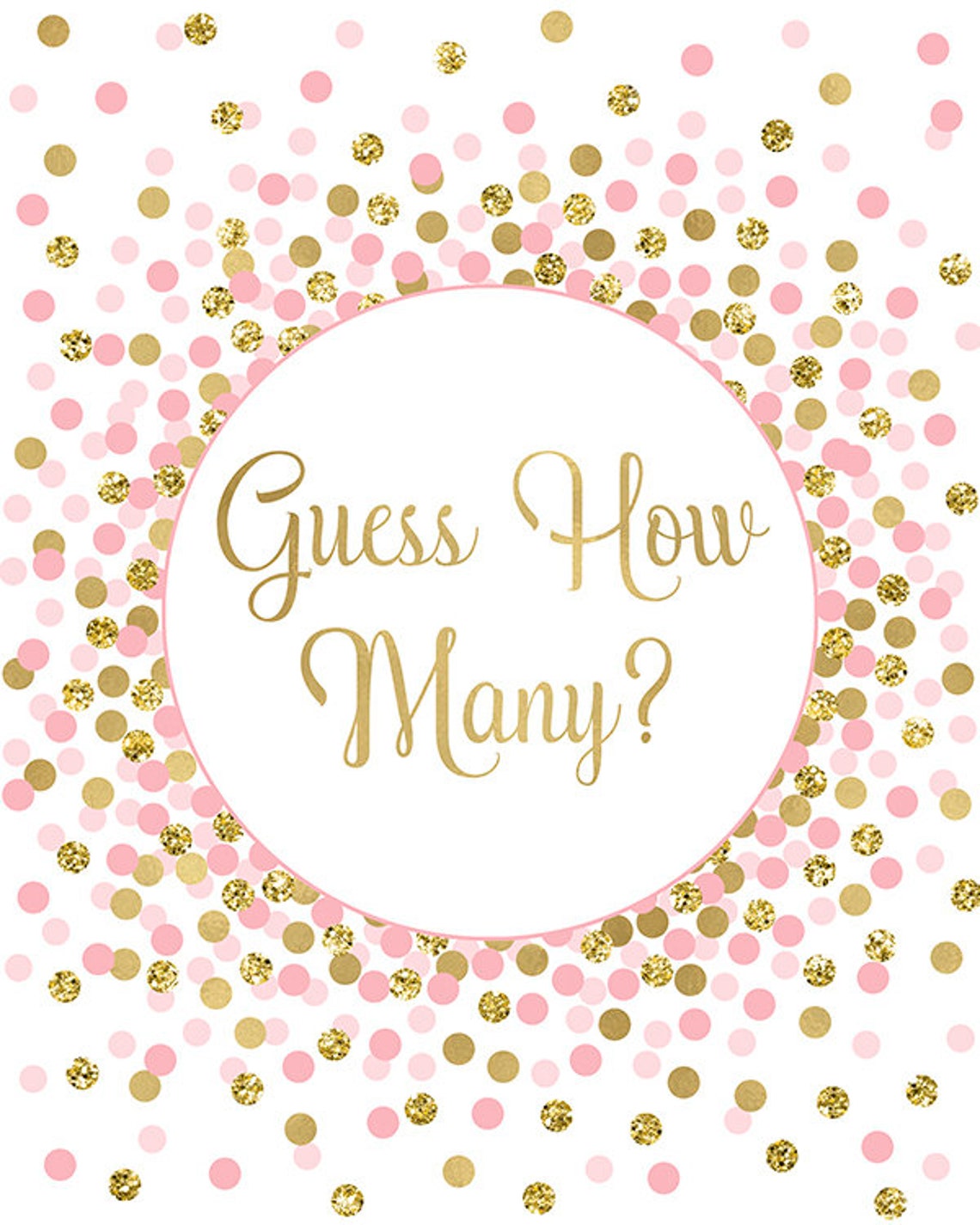 Guess How Many Sign and Cards Printable Pink and Gold Birthday - Etsy