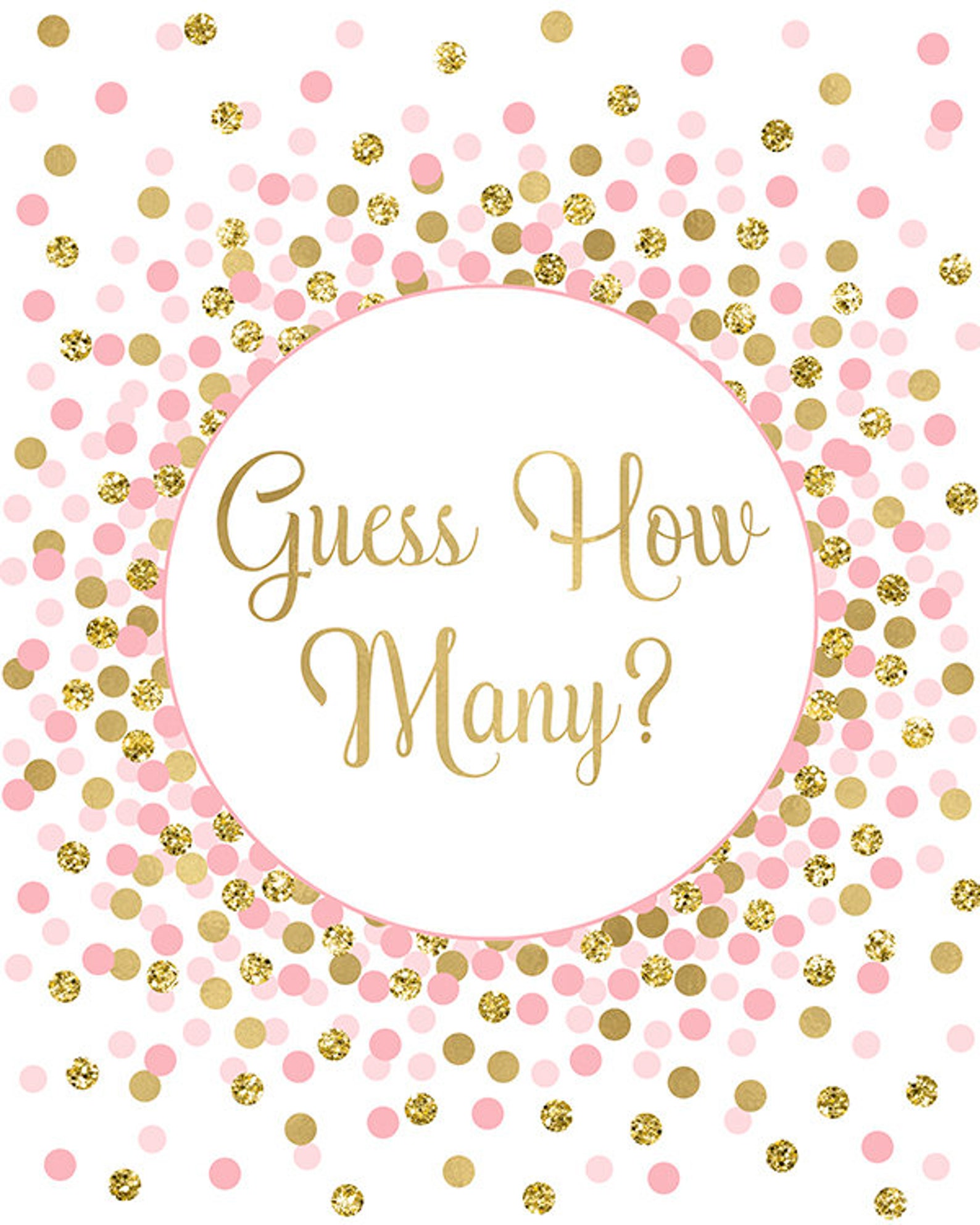 Guess How Many Sign and Cards Printable Pink and Gold Birthday - Etsy