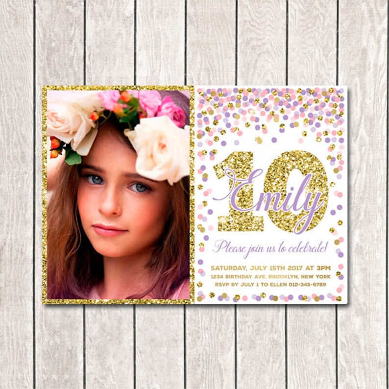 10th Birthday Invitation Personalized Girl 10th Birthday Etsy