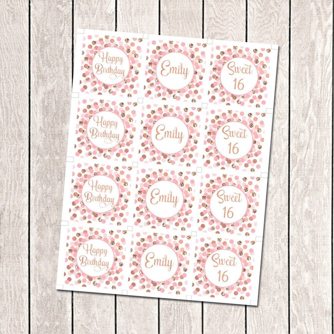 Sweet 16 Tags Pink and Rose Gold Sweet 16 Birthday Decorations ...