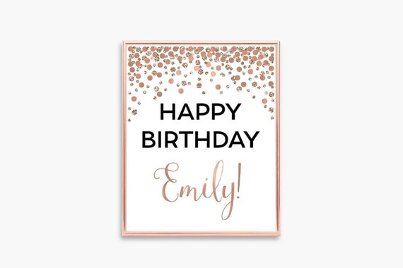 Rose Gold Happy Birthday Sign Printable Happy Birthday Poster | Etsy