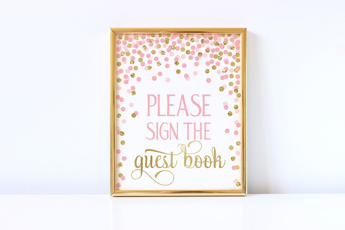 Please Sign the Guestbook Printable Sign Guest Book Sign Pink | Etsy
