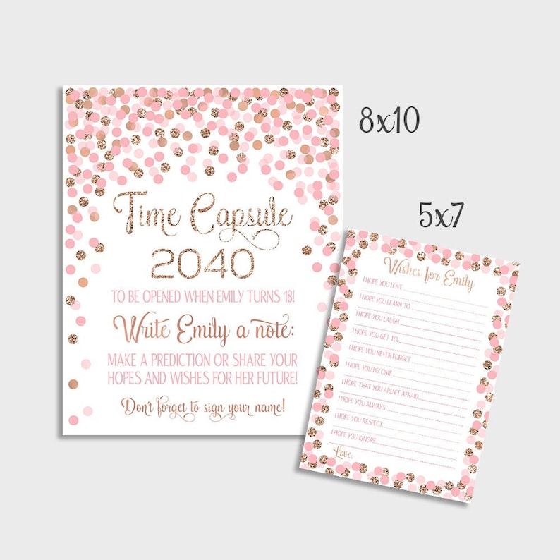 1st Birthday Time Capsule Sign and Cards Pink and Rose Gold - Etsy