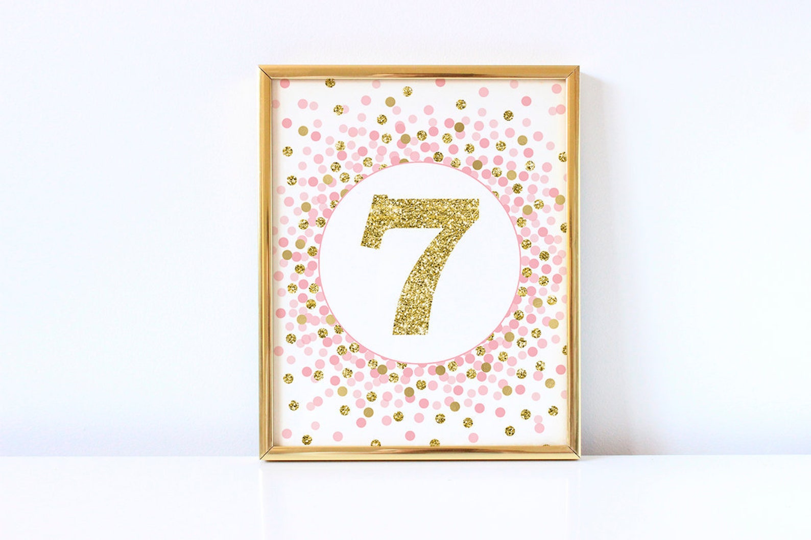 Number 7 sign printable 7th Birthday party decorations Pink | Etsy