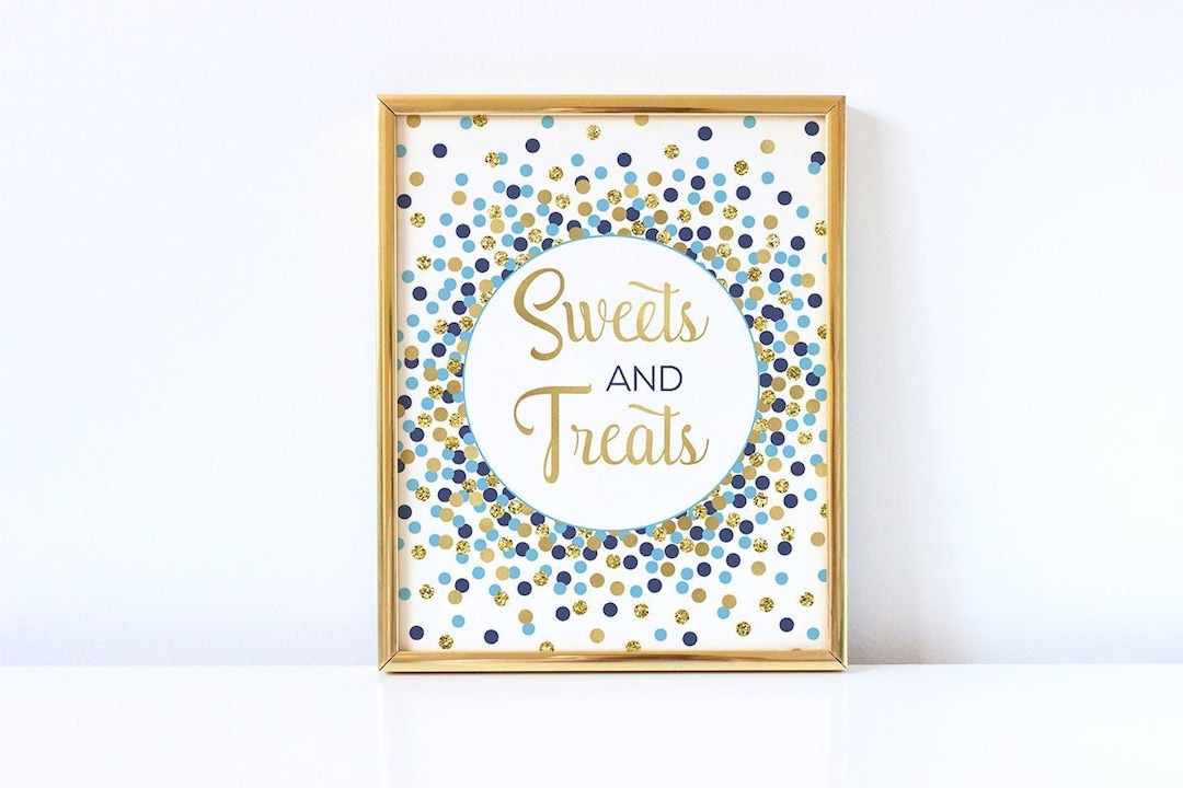 Sweets and Treats Sign Printable Blue Navy Gold Sweet Treats Print ...