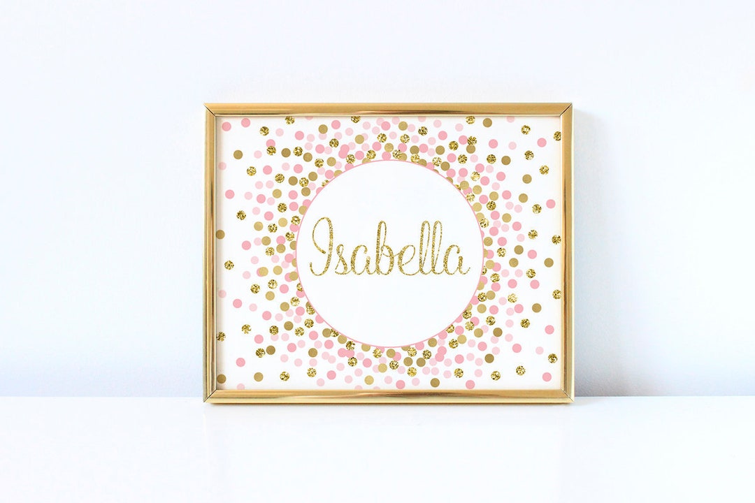 Personalized Name Sign Printable Girl Name Sign Pink and Gold Nursery ...