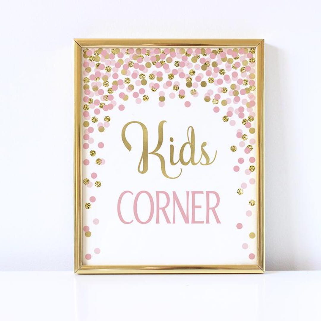 Kids Corner Sign Printable Pink and Gold Kids Table Sign Kids Corner ...