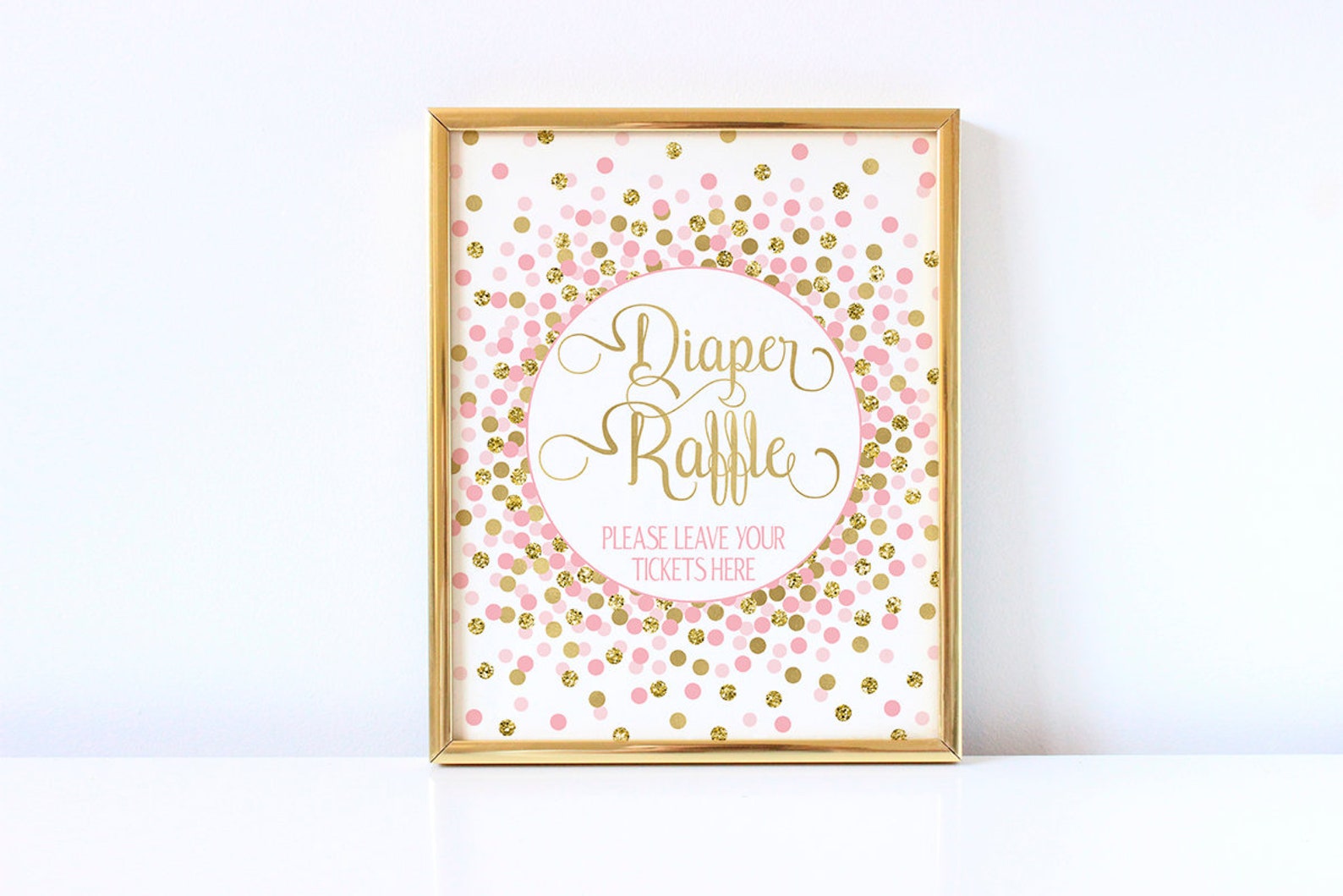 Diaper Raffle Sign and Tickets Pink and Gold Baby Shower | Etsy
