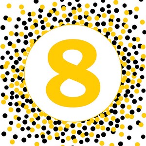Number 8 Sign Printable Yellow and Black 8th Birthday | Etsy