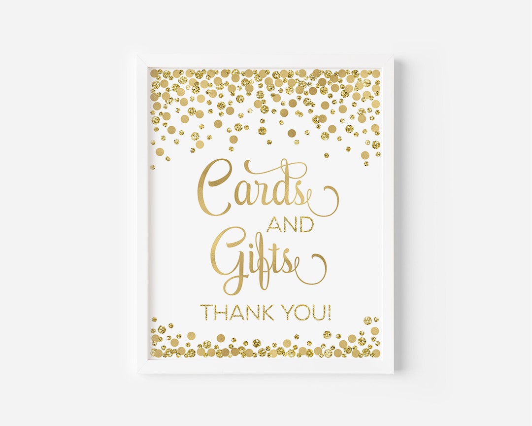 Cards and Gifts Sign Printable Gift Table Sign Gold Confetti Party ...