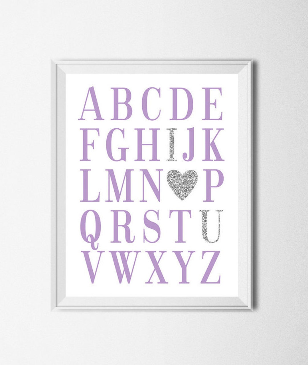 ABC Print Purple and Silver Alphabet Printable Purple Gray Nursery ...