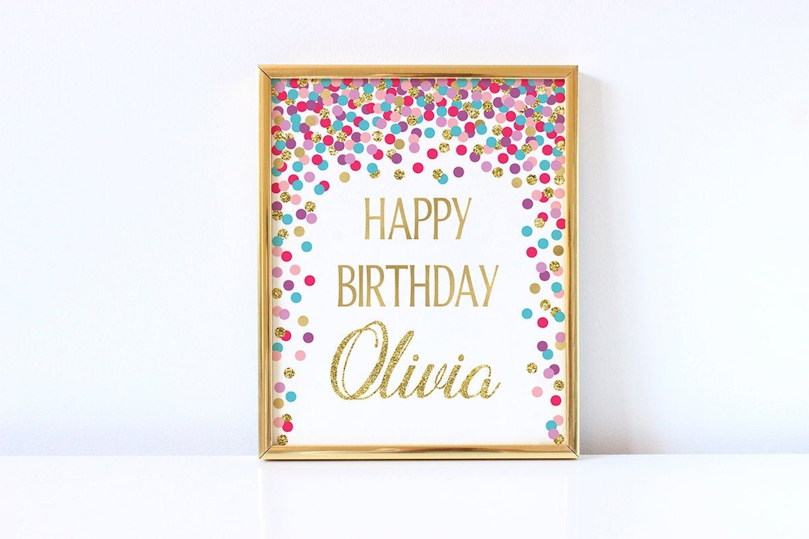 Happy Birthday Sign Personalized Girl Birthday Party Decoration ...