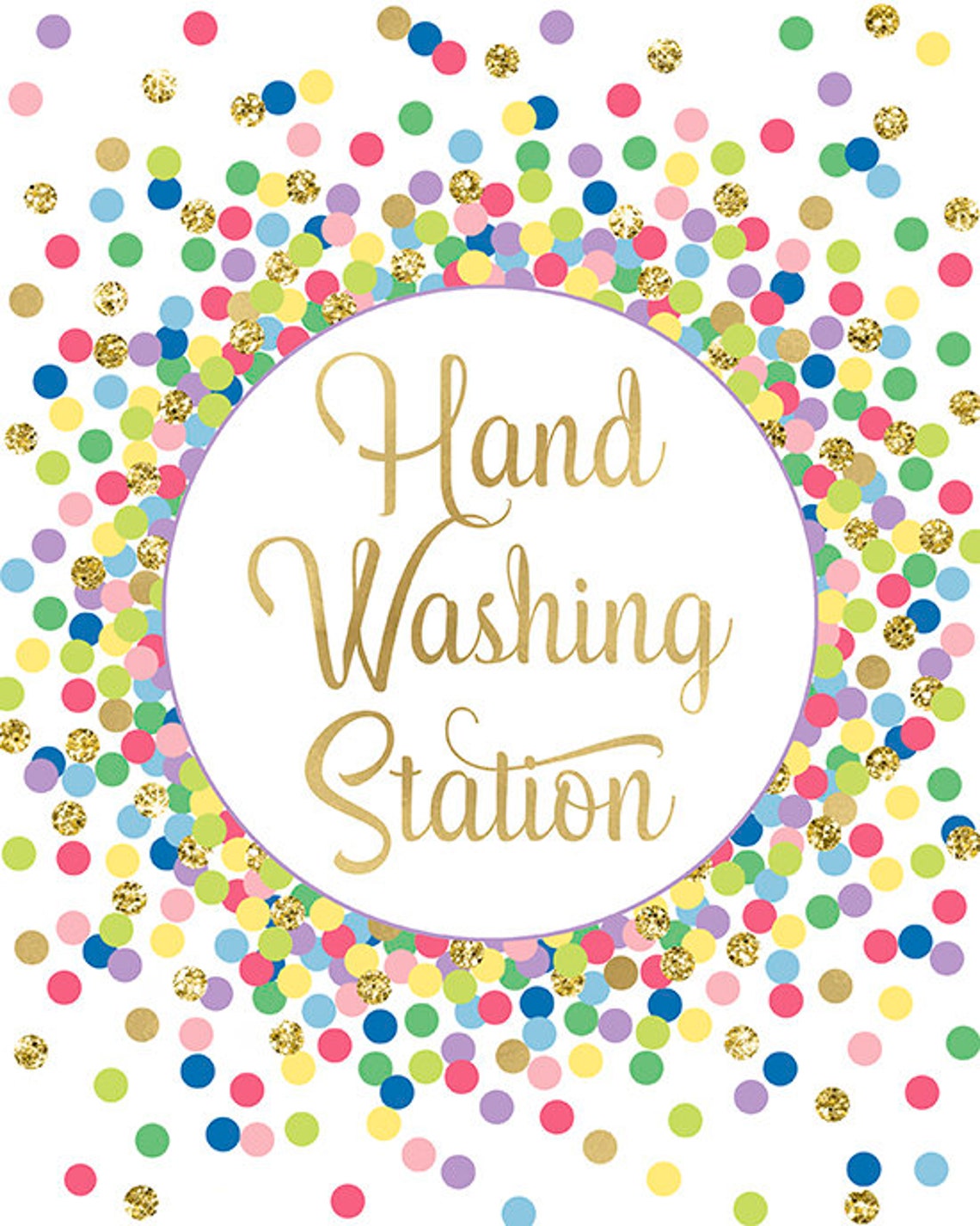 Hand Washing Station Sign Printable Colorful Confetti Party - Etsy