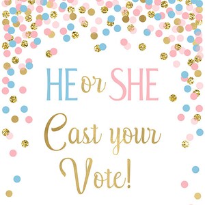 He or She Cast Your Vote Gender Reveal Sign Printable Boy or Girl Pink ...