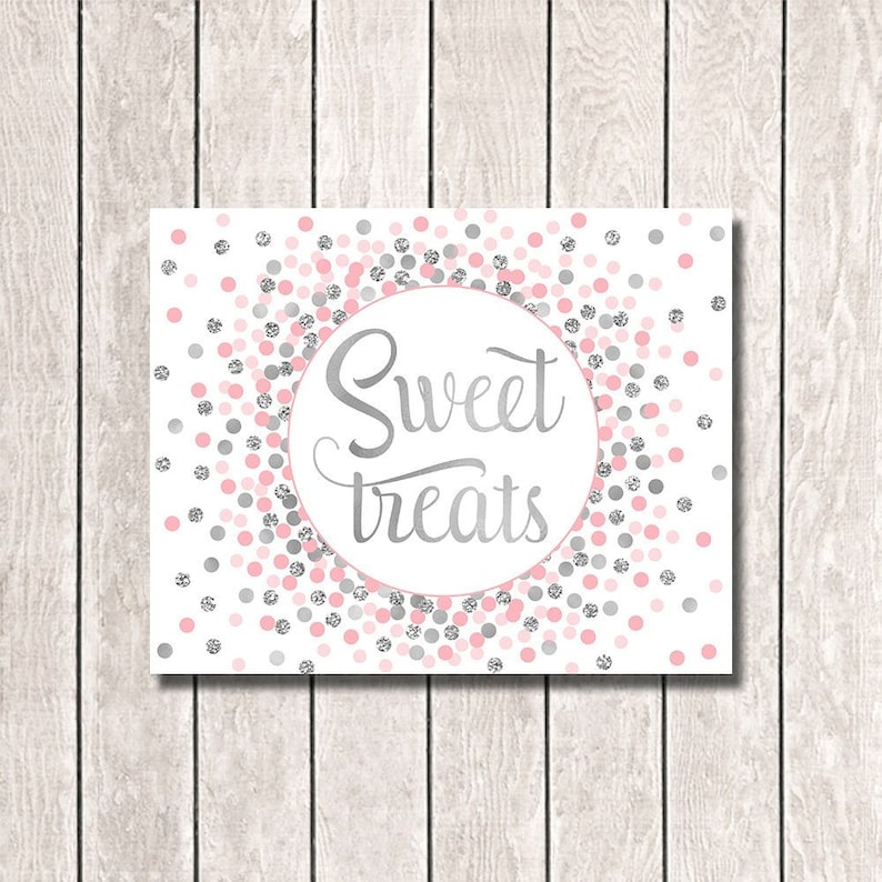Sweet Treats Sign Printable Pink and Silver Sweet Treats Print - Etsy