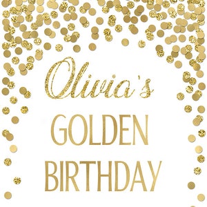 Golden Birthday Sign Gold Glitter Confetti Golden Birthday Decorations ...