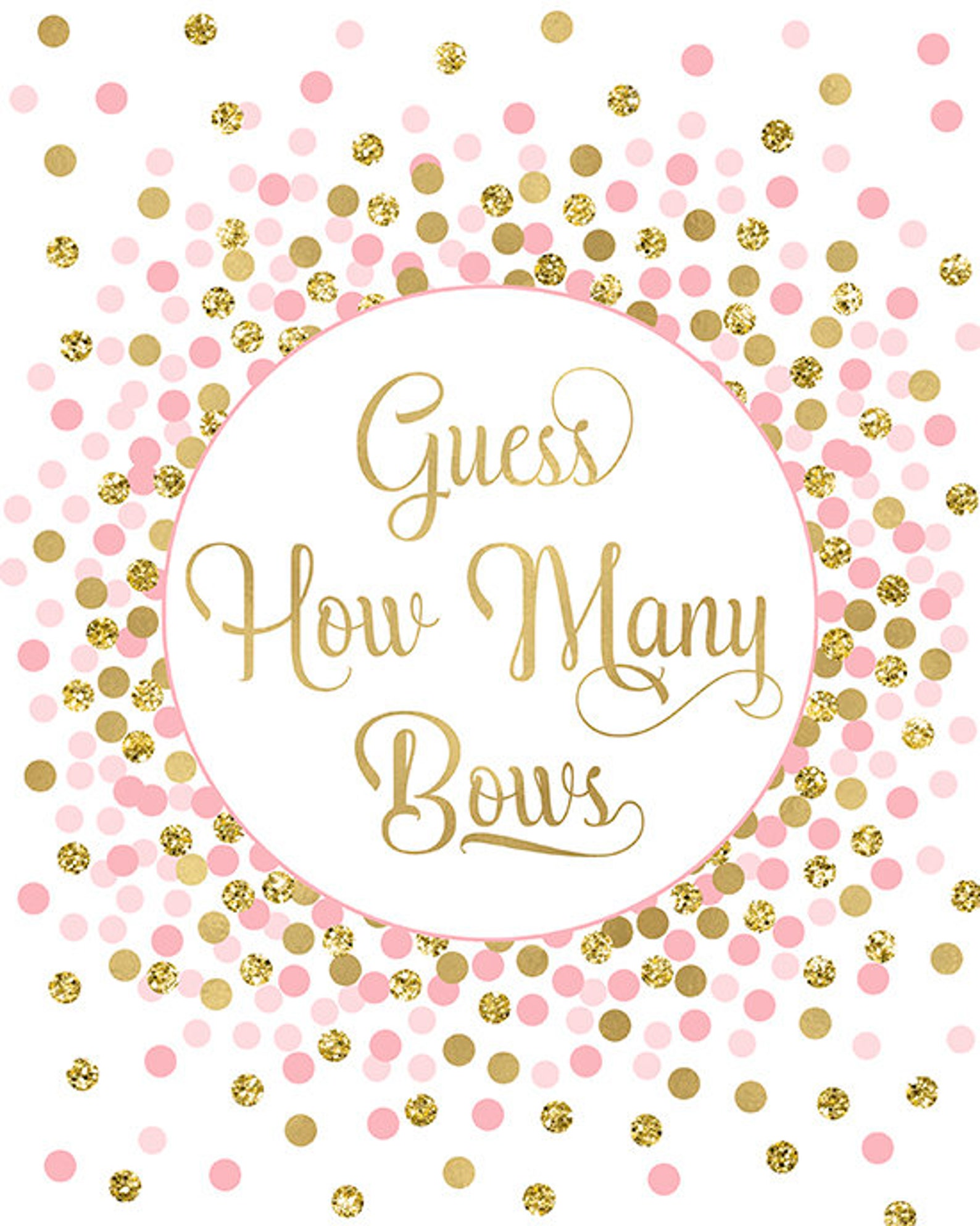 Guess How Many Bows Game Printable Sign and Cards Girl Baby | Etsy