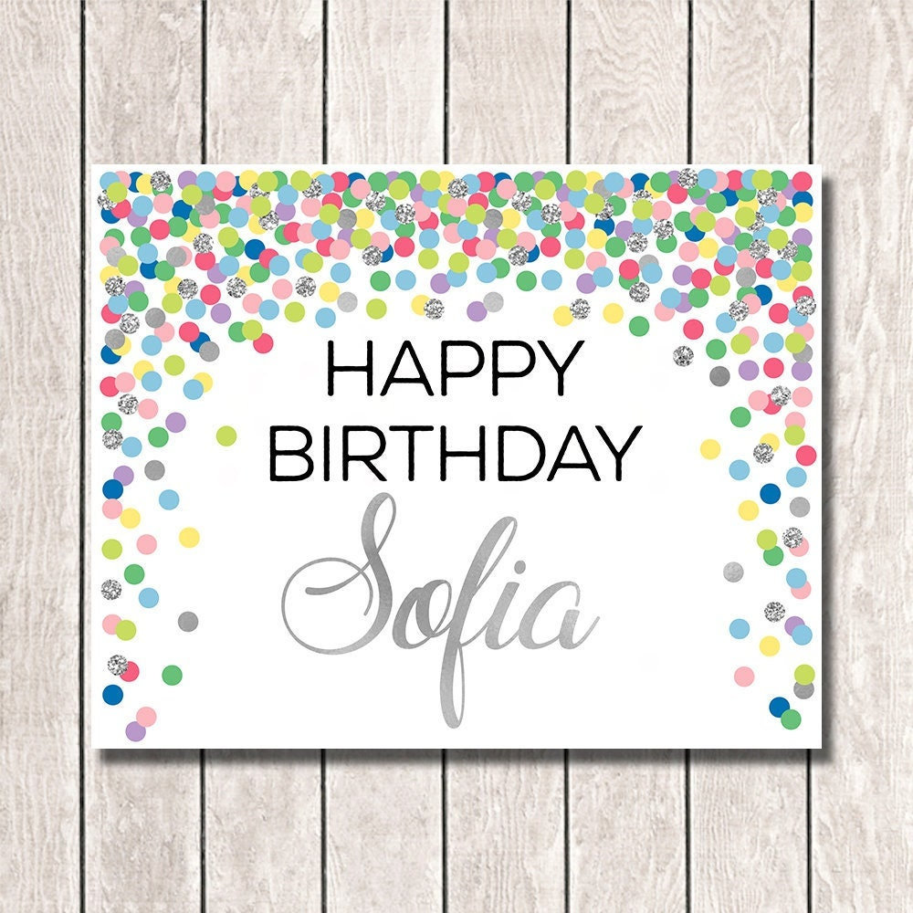 Rainbow Happy Birthday Sign Printable Colorful Birthday | Etsy