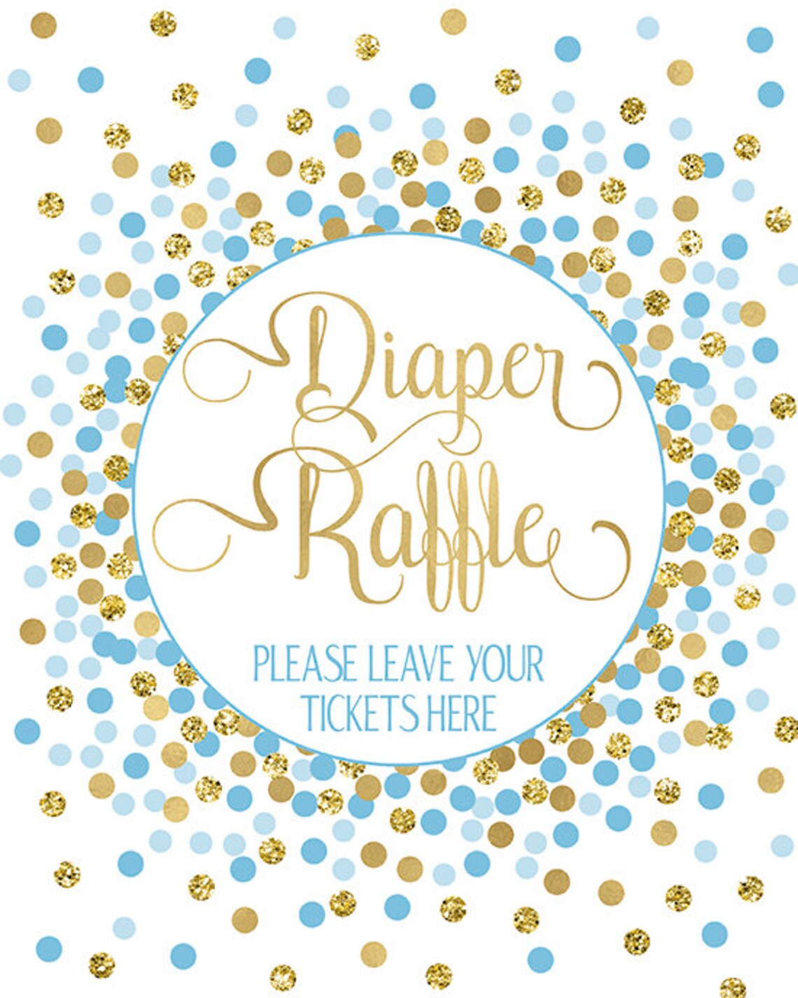 Diaper Raffle Sign Diaper Raffle Ticket Blue and Gold Confetti - Etsy
