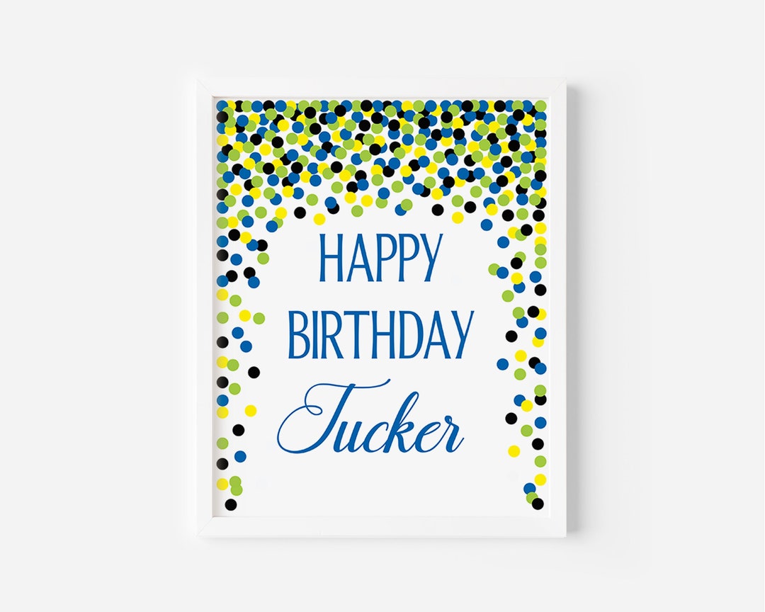 Happy Birthday Sign Blue Lime Green Yellow Black Birthday Decorations ...