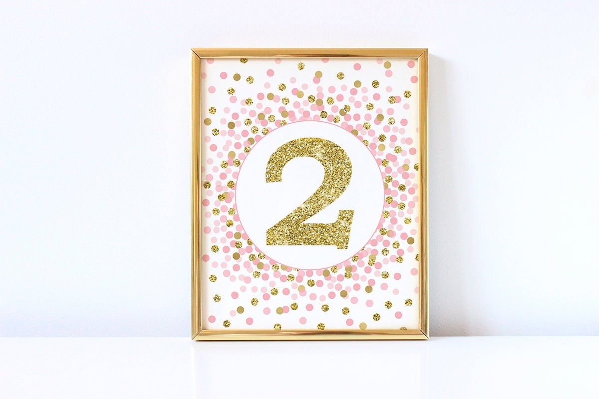 Gold Number 2 Sign 2nd Birthday Sign 2 Sign Two Sign Printable | Etsy