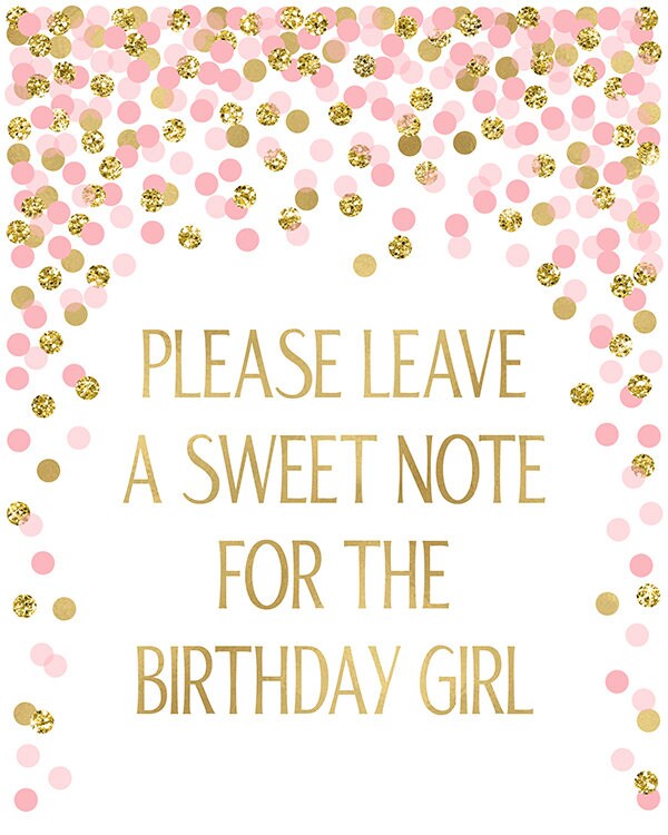Please Leave a Sweet Note for the Birthday Girl Sign Printable Birthday ...