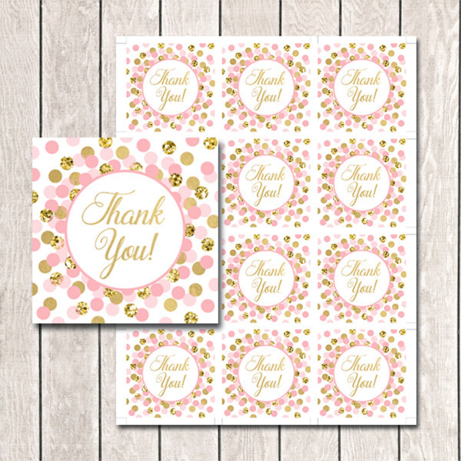 Pink and Gold Thank You Tags Printable Girl Birthday Party Favors Baby ...