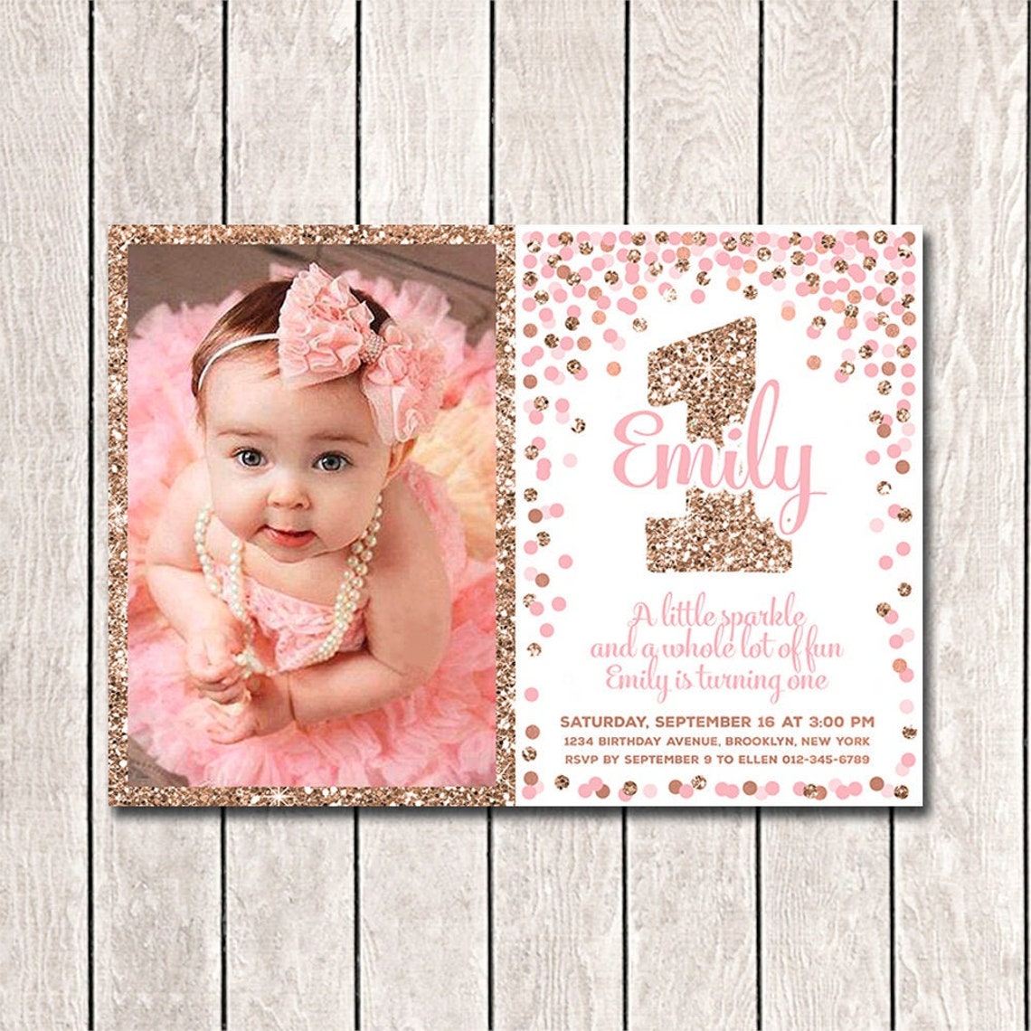 1st Birthday Invitation Personalized Girl Birthday Invitations Pink ...