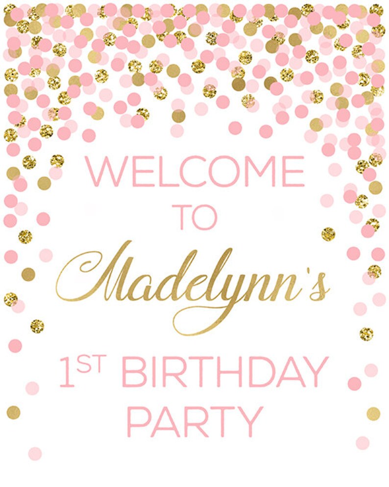 Girl 1st Birthday Welcome Sign Personalized Welcome Sign Pink | Etsy
